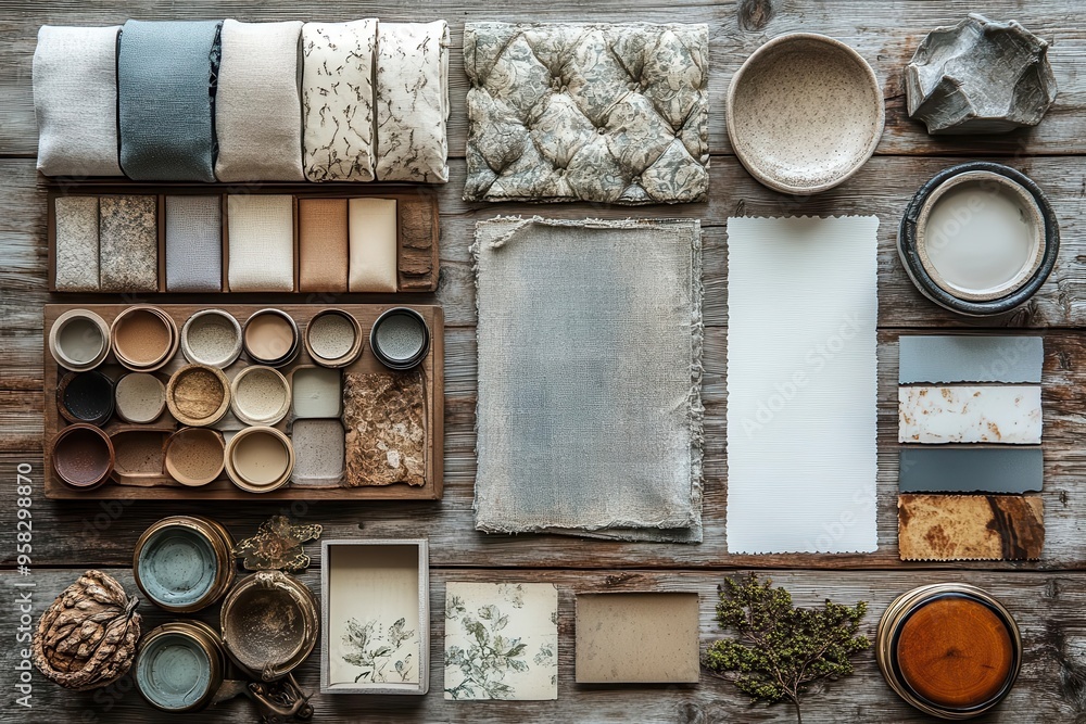interior design mood board featuring swatches of luxe fabrics wood ...