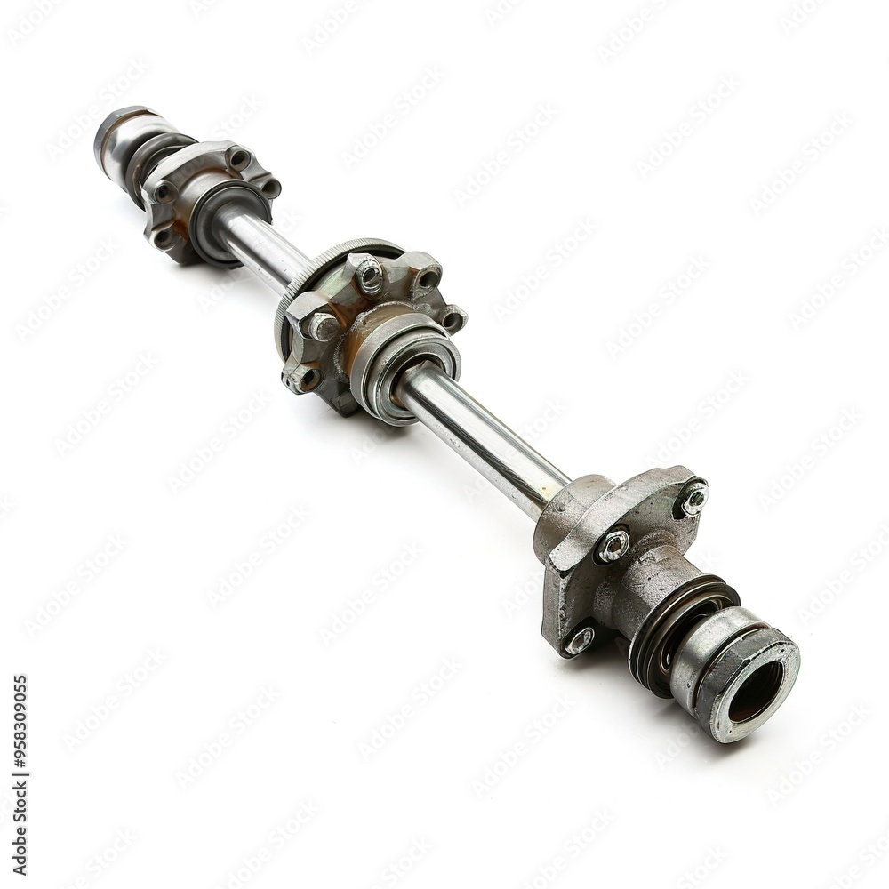 cardan shaft of a car with a steel rod, a sliding fork and an ...
