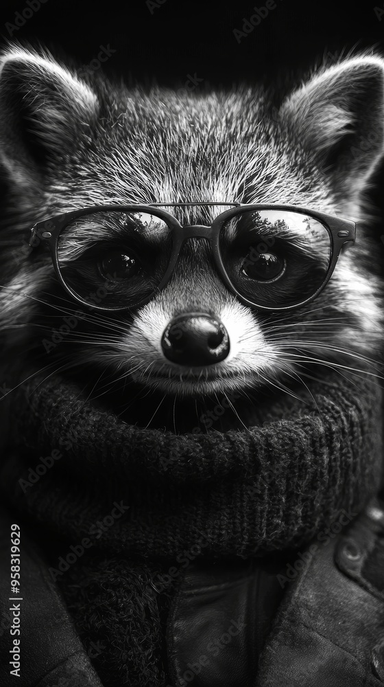 An imaginative portrayal of a clothed raccoon, combining realistic ...