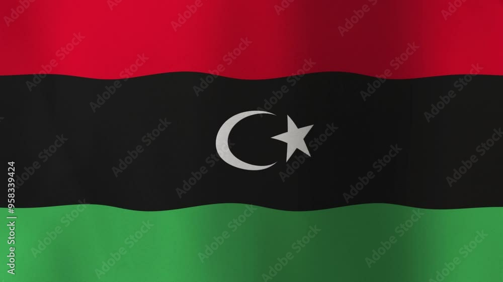 Flag of Libya, 4K Seamless Loop Animation. Libyan Flag 3D Flowing Cloth Motion Graphics Backdrop ...