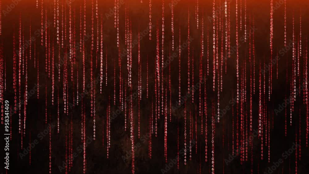 Binary code with numbers moving on the screen. Digital age. Binary algorithm, data code ...