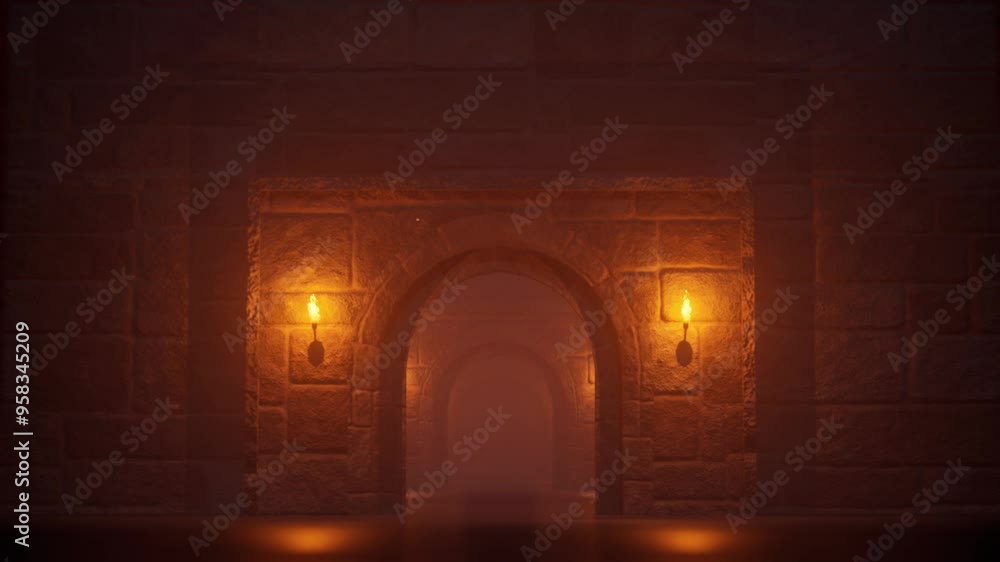 simple render animation of old historical open gates through which the ...
