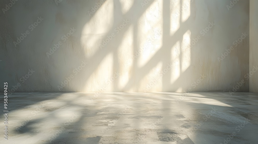 The subtle light and shadow reflections on the white walls create a ...