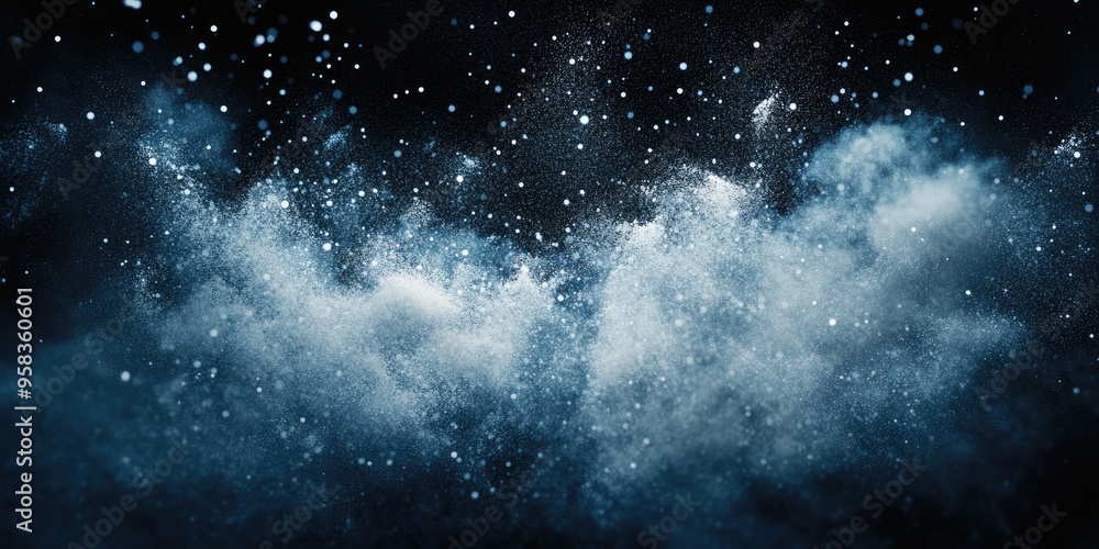 3D cartoon depiction of a freeze motion effect with white particles ...