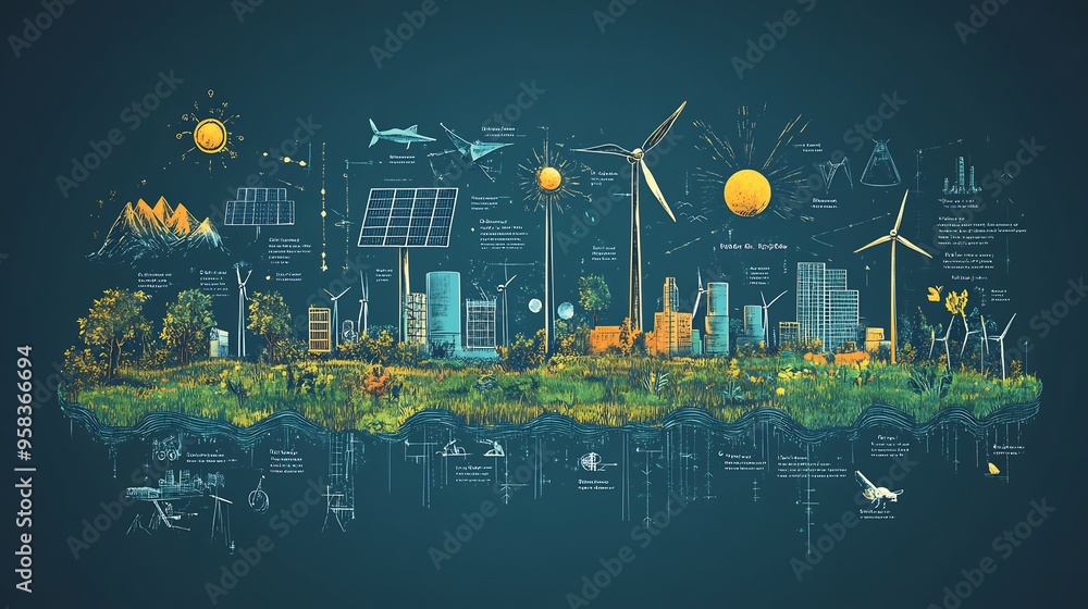 Vector mind map the types of renewable energy detailing solar wind ...