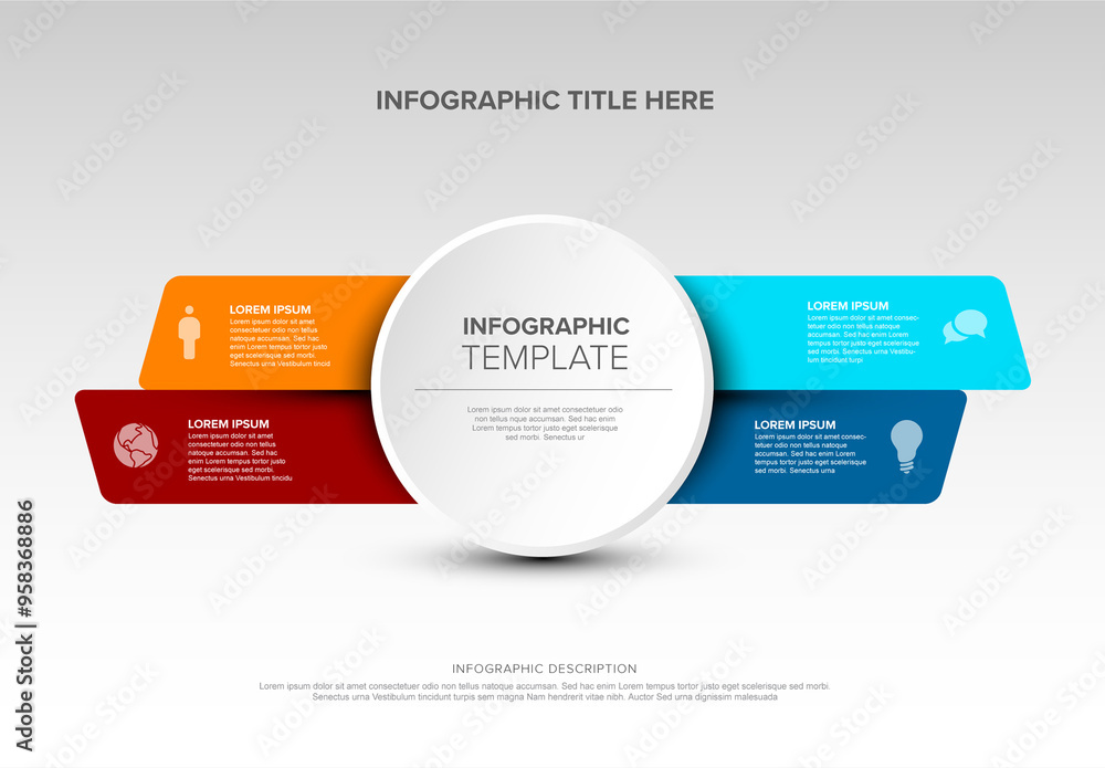 Multipurpose template with four stripes and big circle in the middle ...