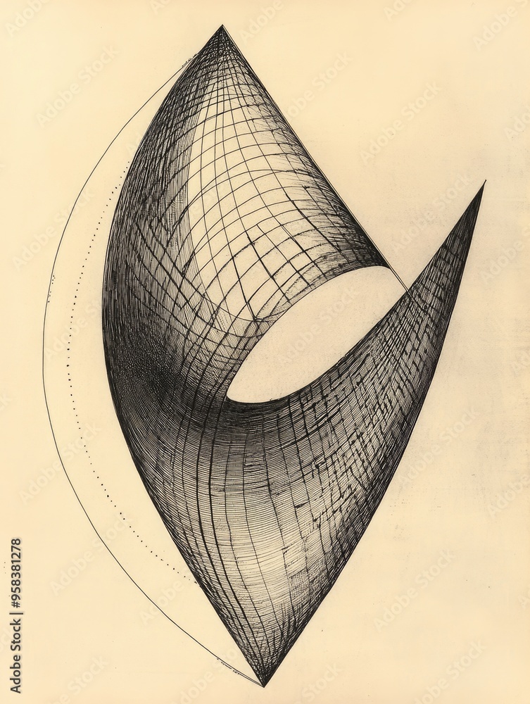 Line art illustration depicting the parabola of a conical section ...