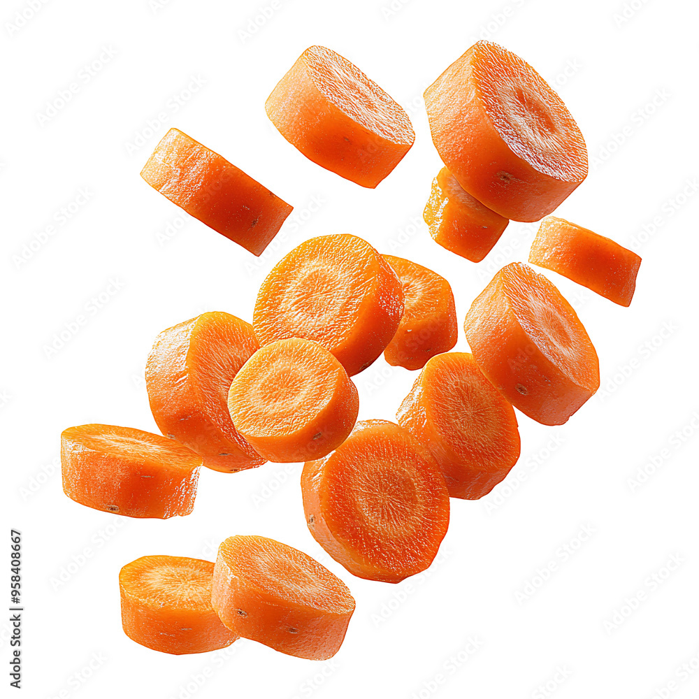 Falling carrot pieces PNG. Carrot slices falling from the top for ...