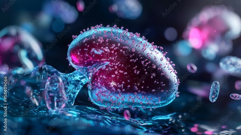 Human liver with visible microplastic particles, exploring potential ...