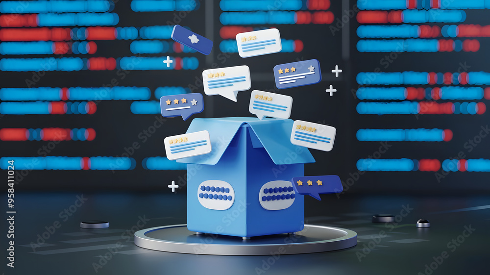 Customer Feedback: A digital suggestion box with floating comments and ...