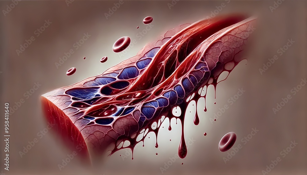 Airbrush artwork of deep laceration with exposed muscle Stock ...