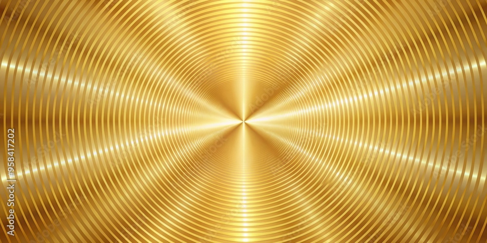 Radiating lines and beams in gold color on a background of concentric ...