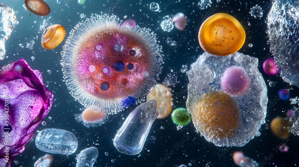 Photo & Art Print Microscopic view of plankton ingesting microplastic ...