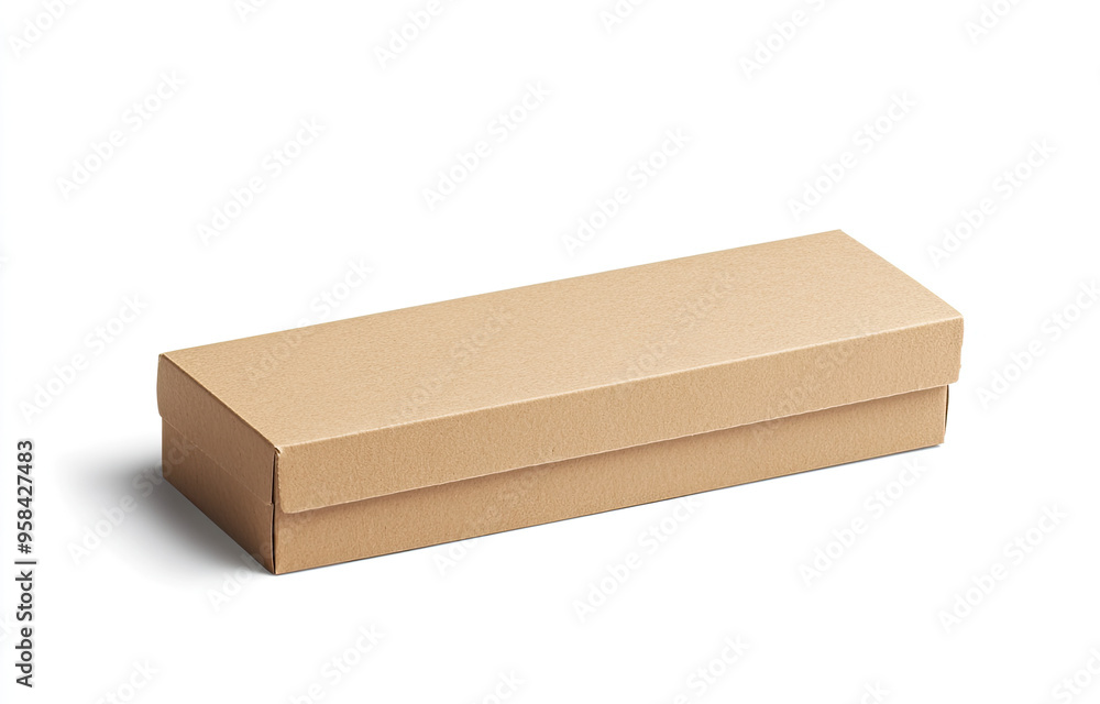 A long cardboard box for stationery, the top of which is closed with no ...
