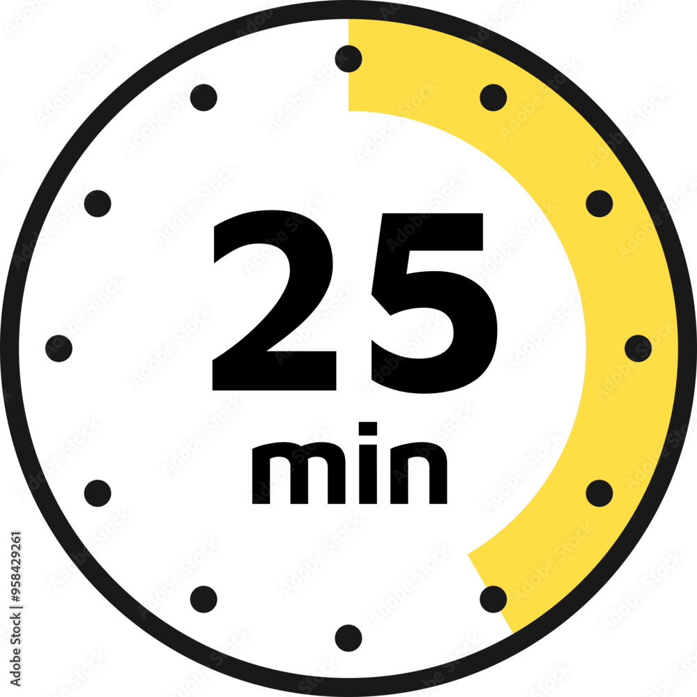 25 minutes timer, clock, stopwatch icons. Countdown timer Stock Vector ...