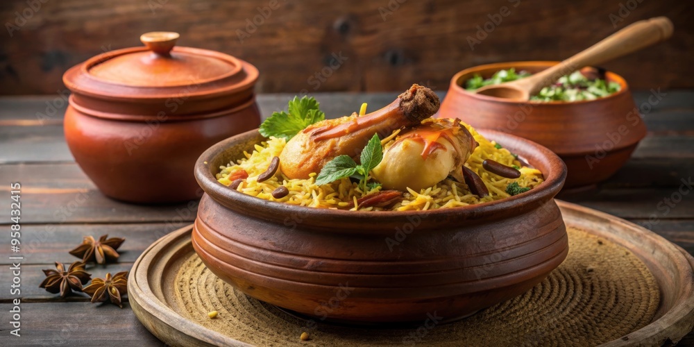 Authentic Matka Chicken Biryani served in traditional clay pot , Indian ...