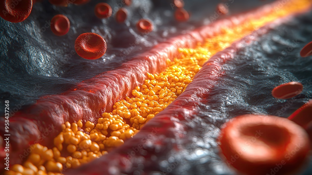 Stunning visualization of a blood vessel with fatty deposits and red ...