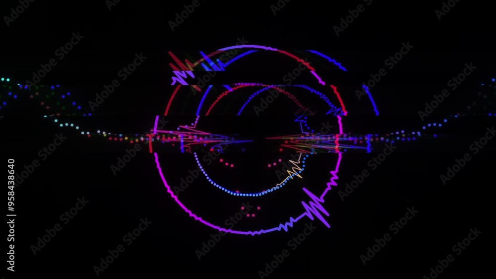 Audio spectrum voice neon sign concept, radio sound wave and disco ...
