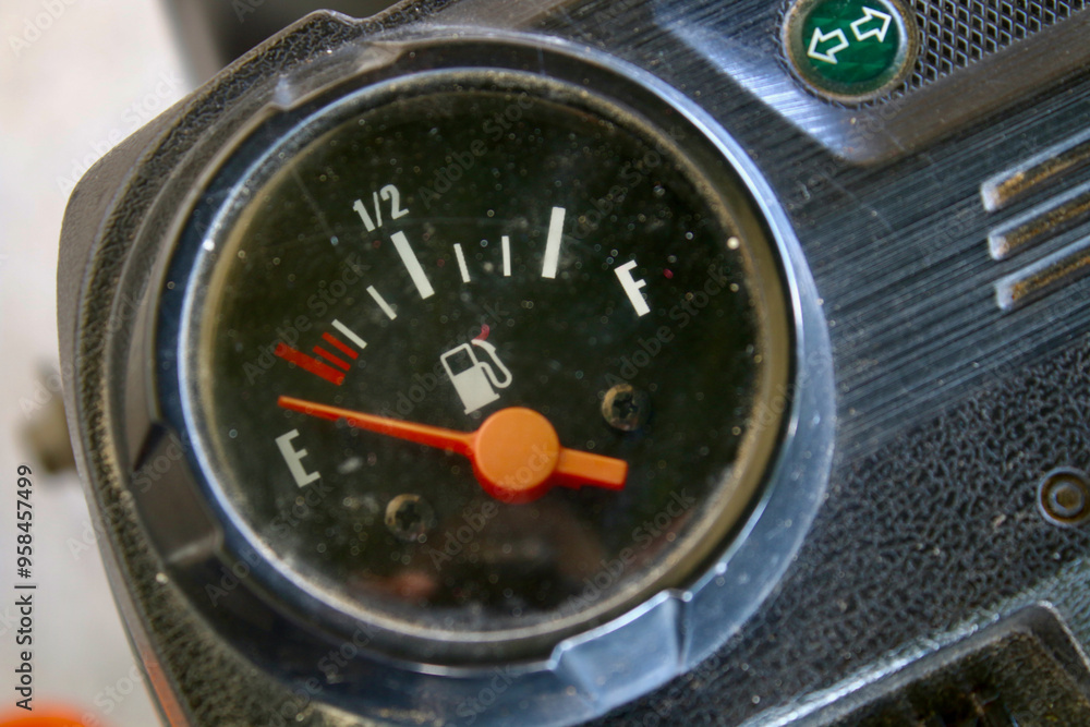 Fuel Gauge. Vehicle fuel level indicator gauge. Vehicle fuel level ...