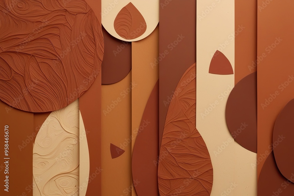Handcrafted Paper Texture Canvas with Unique Earthy Shapes in Cinnamon ...
