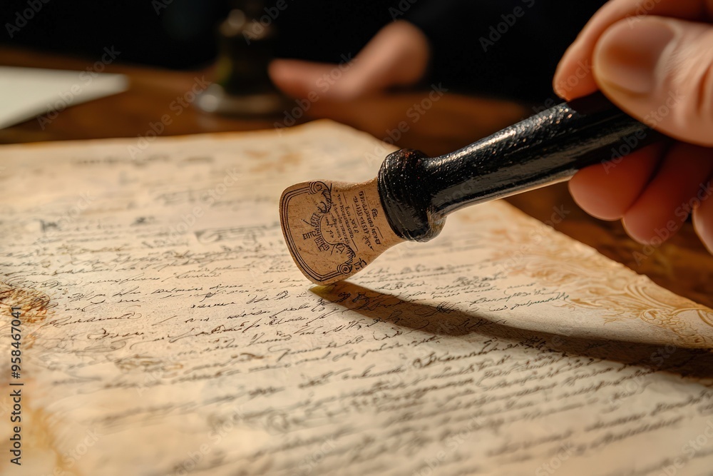 Notary Public Document Authentication A detailed view of a notarial ...