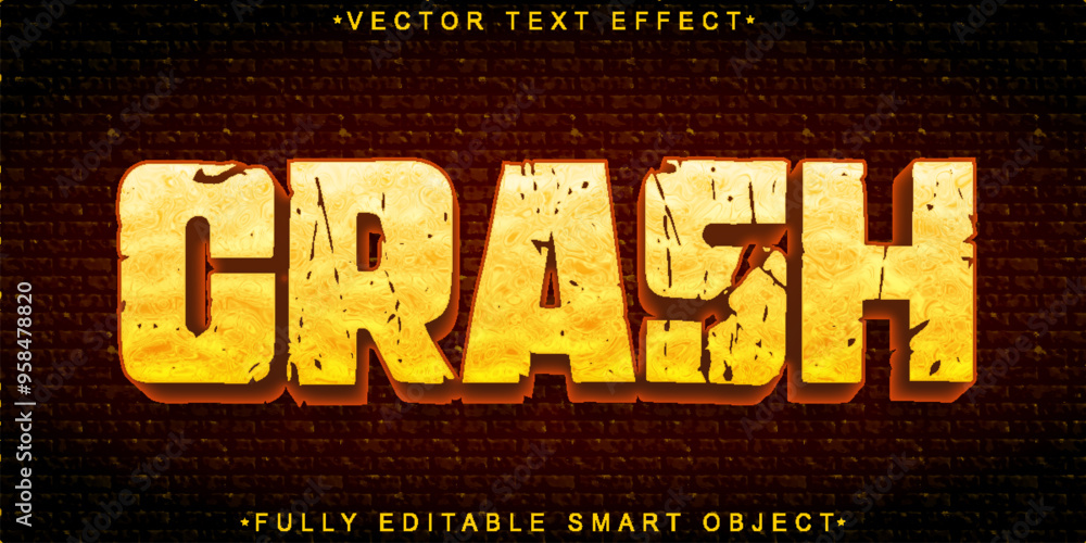 Worn Crash Crack Vector Fully Editable Smart Object Text Effect Stock ...