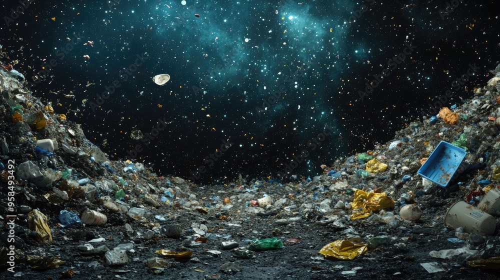 Trash infested with visible germs and bacteria, depicting contamination ...