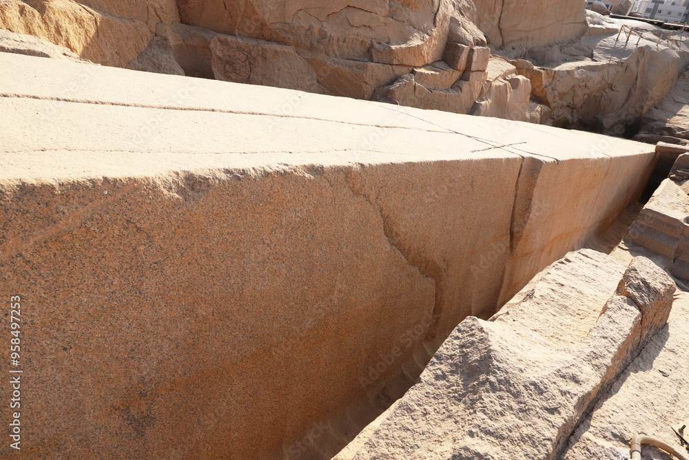 Details of the unfinished obelisk at granite quarries of Aswan ... Details of the unfinished obelisk at granite quarries of Aswan ...