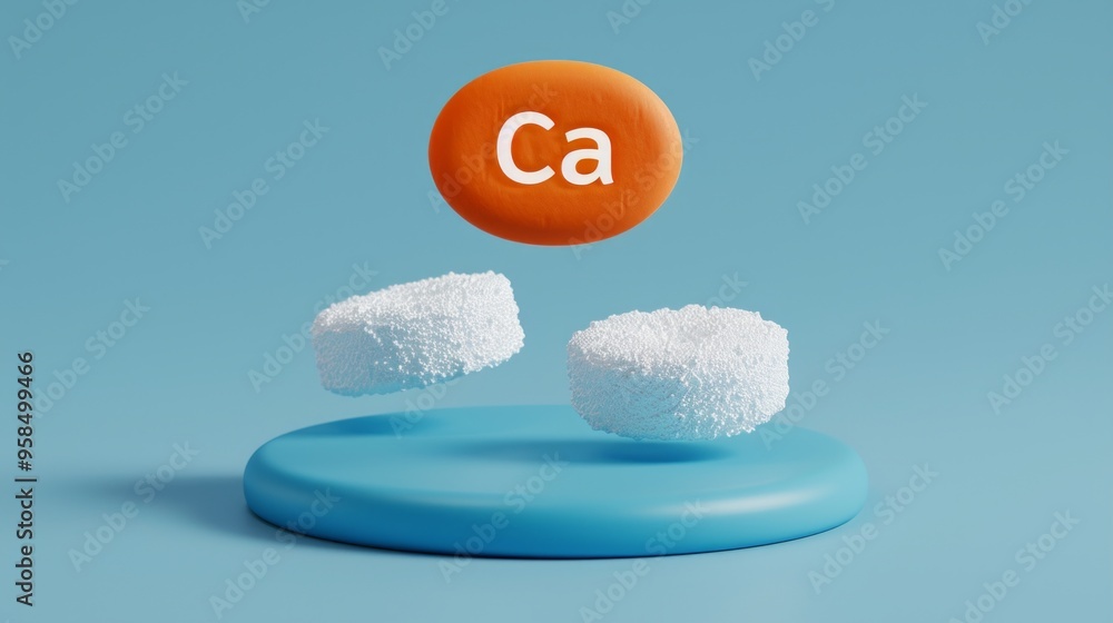 A vibrant image presenting calcium represented by the symbol Ca. The ...