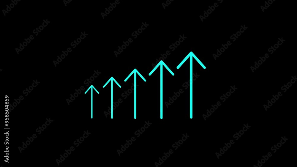 Infographic growth 2D object animation. Increase sales in business flat ...