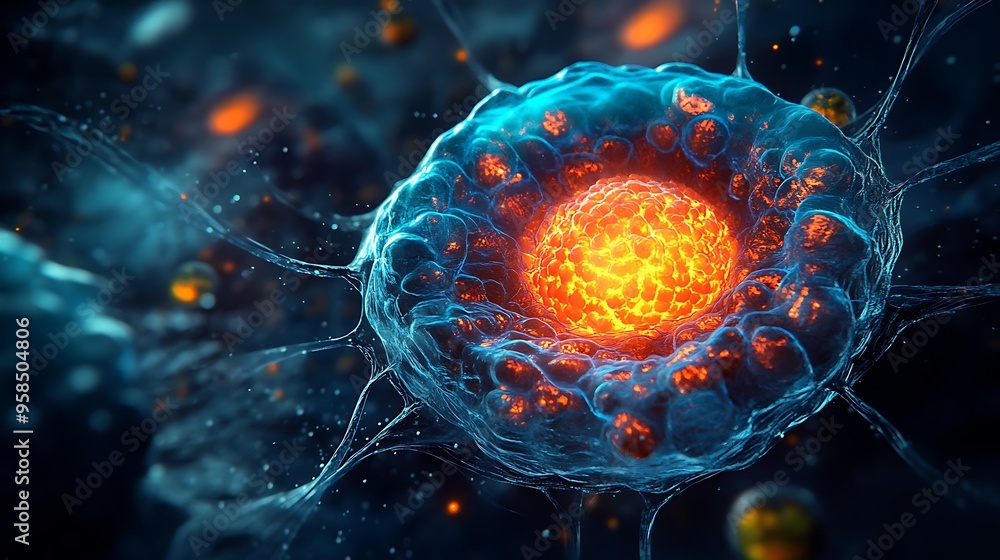 Magnified Digital Artwork of a Single-Cell Organism Highlighting Its ...