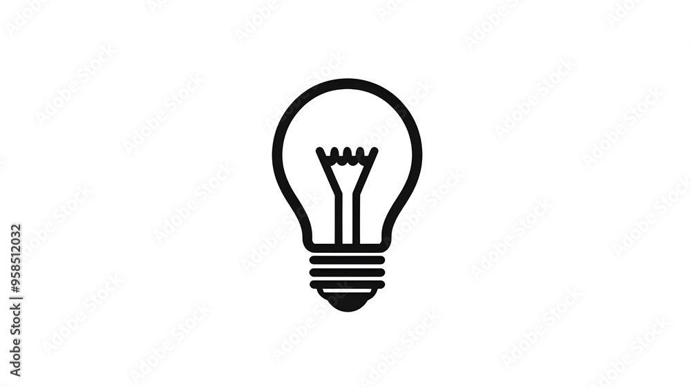 Simple Black Outline Lightbulb Icon on a White Transparent Background ...