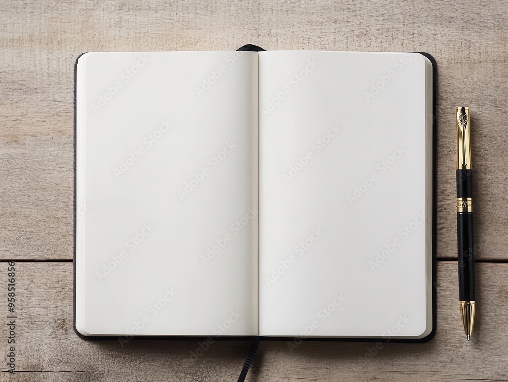 Blank page in a notebook with a pen, ready for writing a new chapter ...