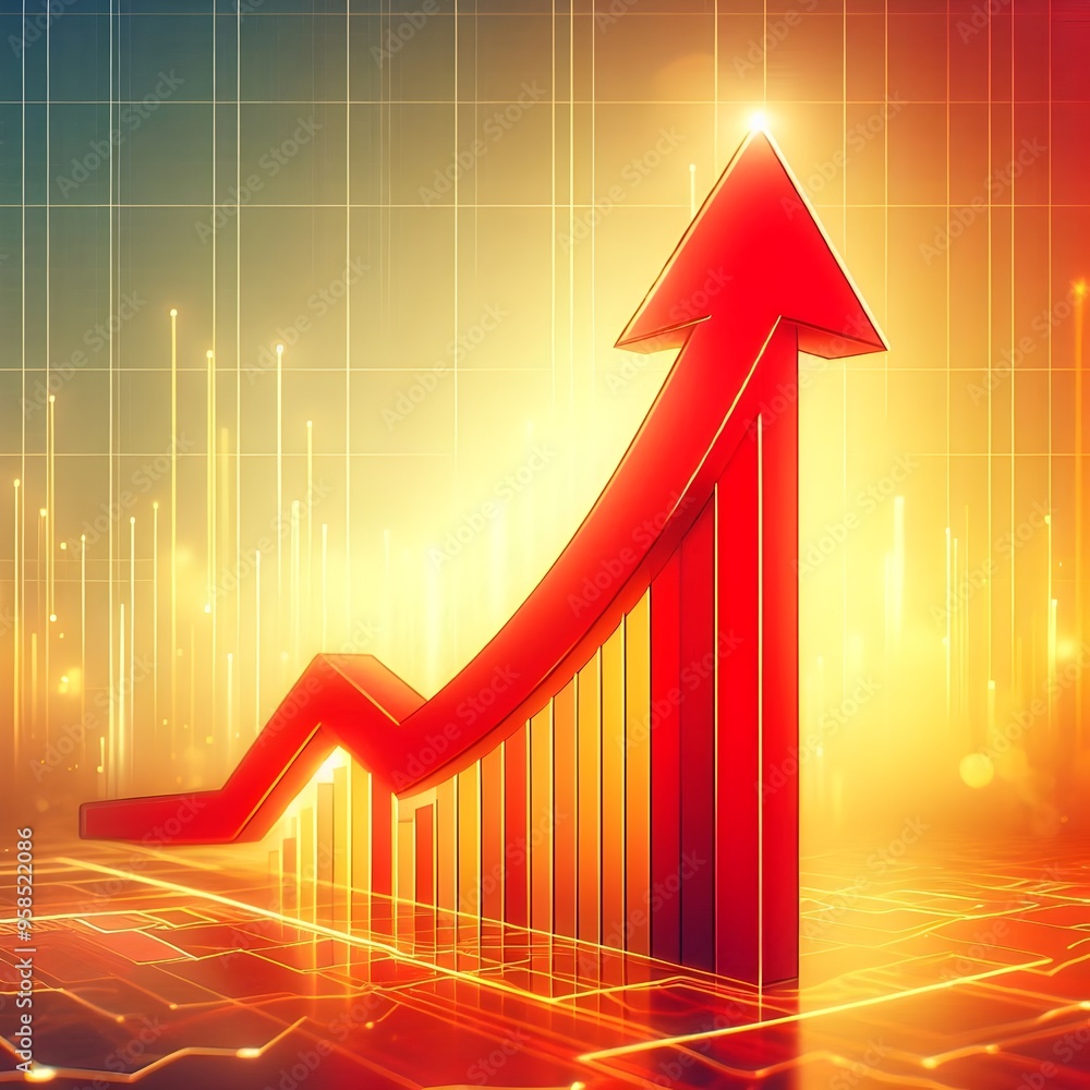 business graph with Red Arrow Upward abstract background design Success ...