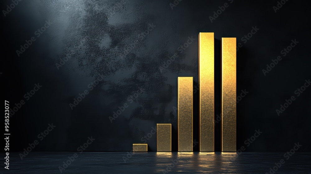 Stylized gold bar chart representing growth and progress, ideal for ...