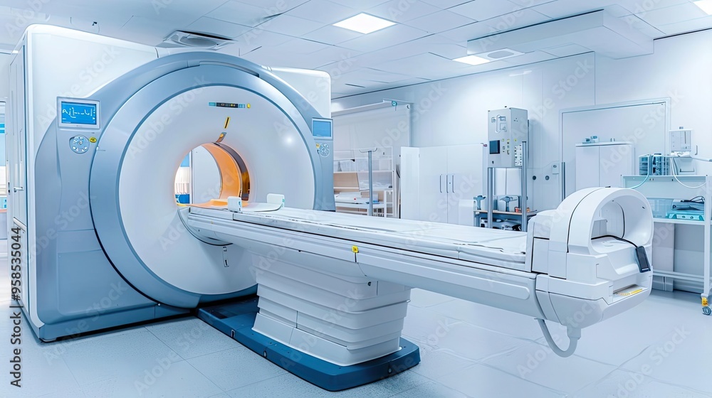 High-tech MRI machine in a modern medical facility, ready for patient ...