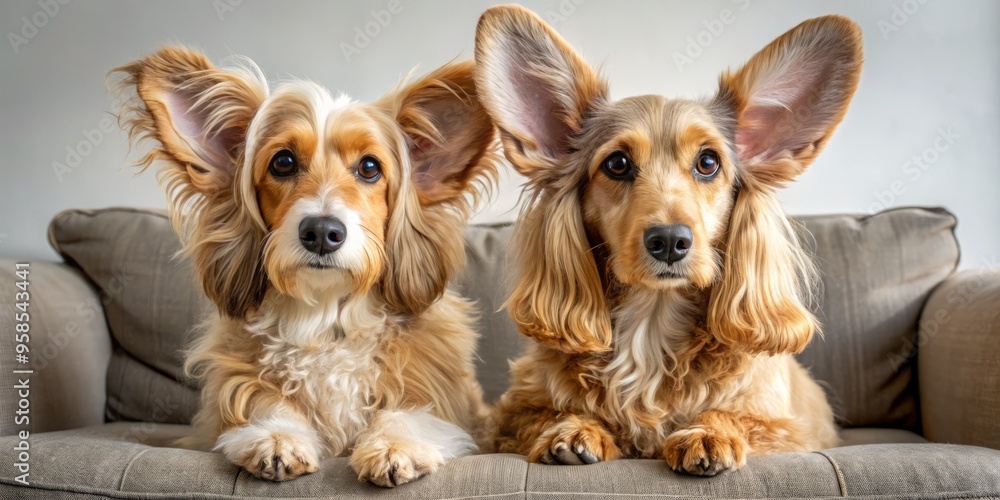Adorable fluffy long-eared dogs, with floppy ears and big brown eyes ...