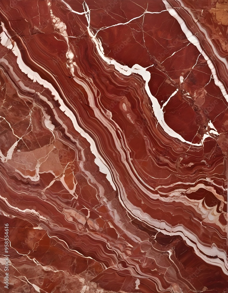 Elegant Red Levanto Marble Luxurious Look with Bold Veining Patterns, a ...