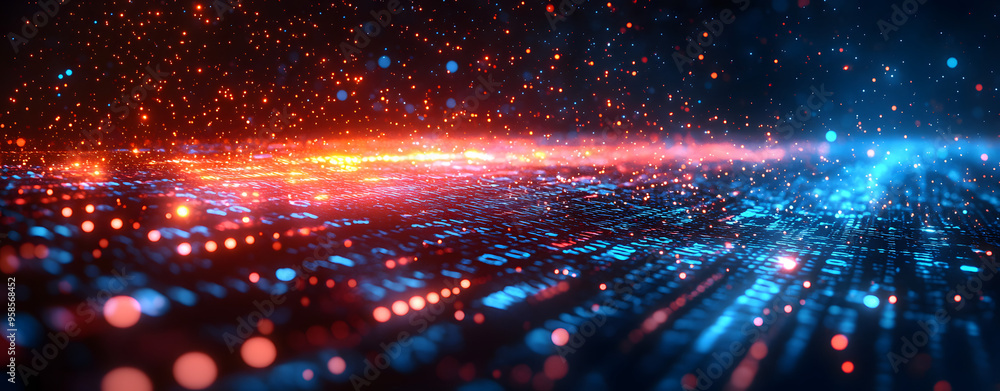 “Digital Background with a Binary Code Motif Featuring Futuristic ...