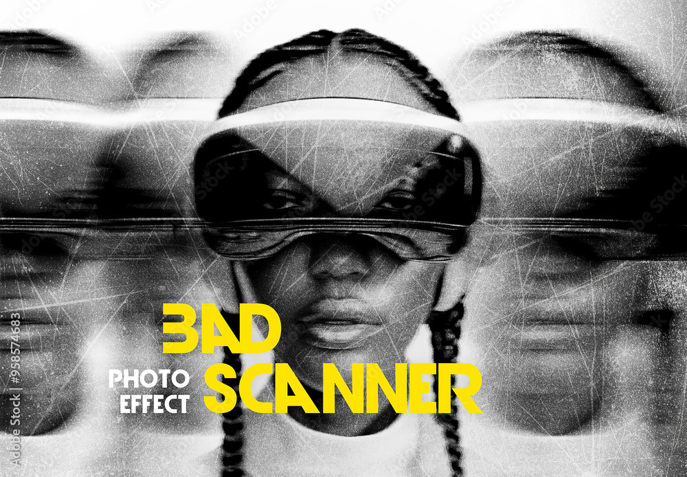 Bad Scanner Photo Effect Mockup With Generative AI Stock Template ...