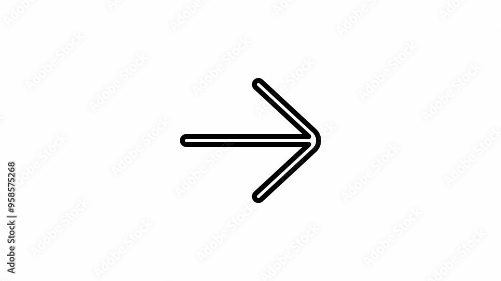 Animation of an arrow icon on a white background. 4K video. Looped ...
