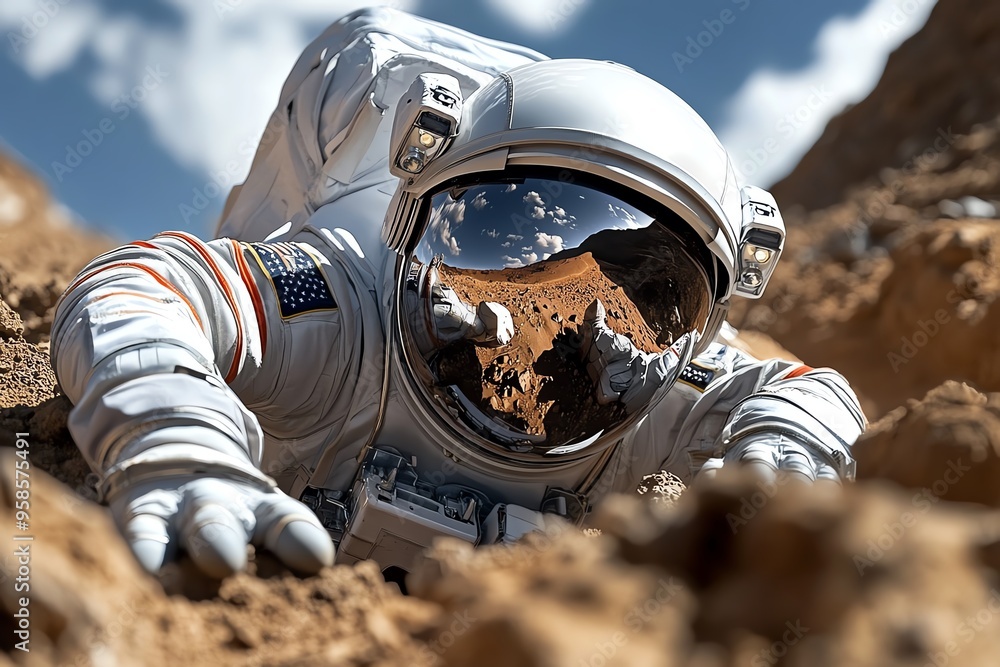 Astronaut on Mars is showcased in a realistic photo of an astronaut ...