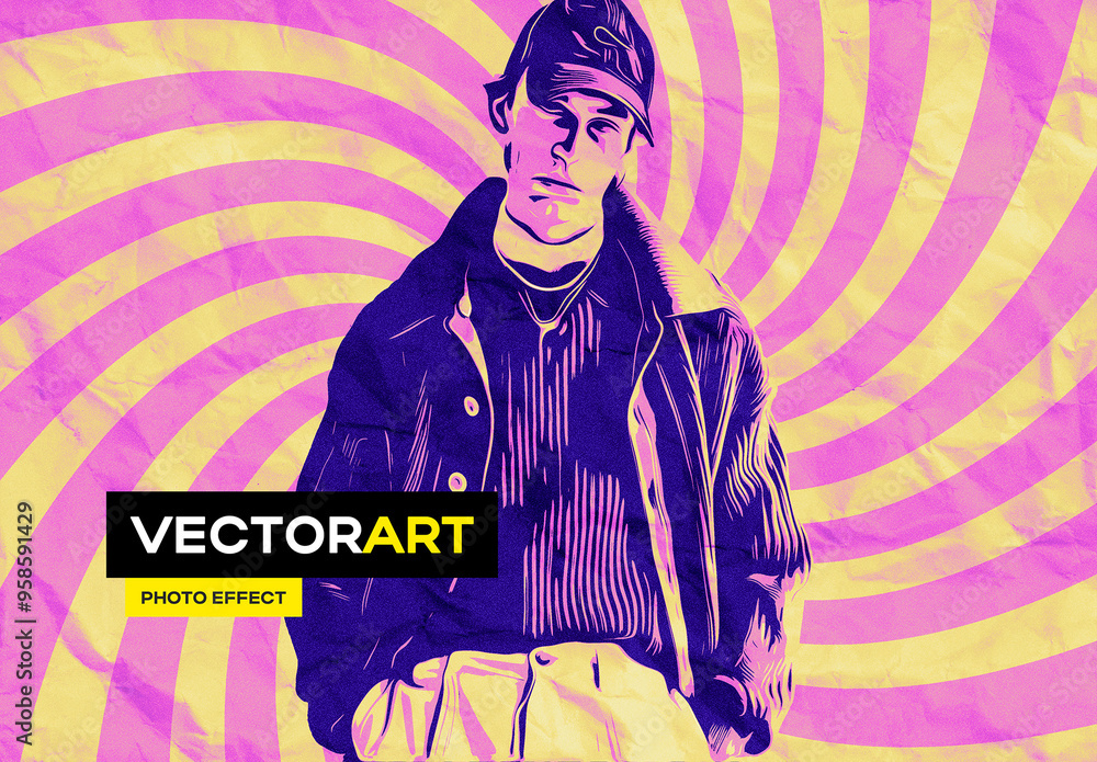 Vector Art Photo Effect Mockup With Generative AI Stock Template ...