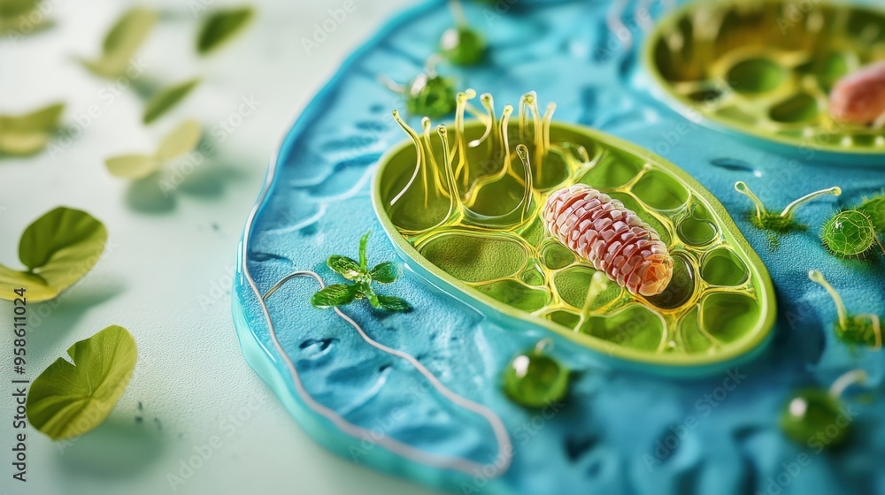 Plant cell diagram showing chloroplasts and their role in ...
