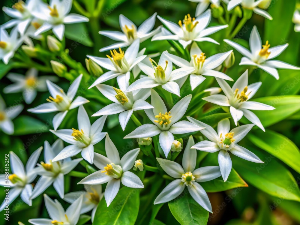 Delicate star-shaped flowers of Estrella de Belen bloom in a vibrant ...