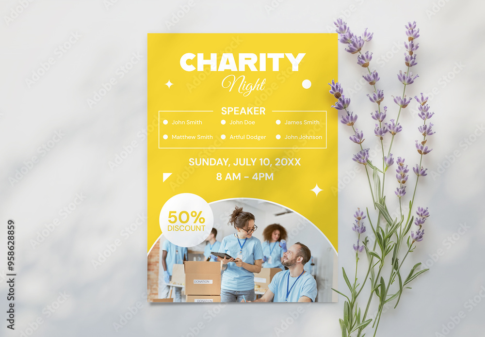 Charity Volunteer Event Flyer Template Stock Template | Adobe Stock