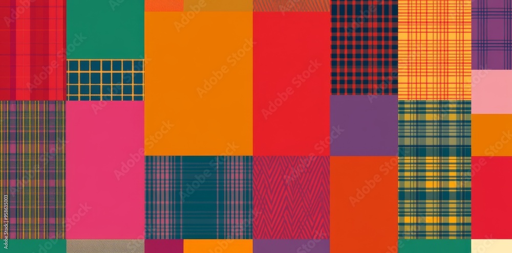 Colorful autumn fall home decor with cozy plaid patterns as seamless ...