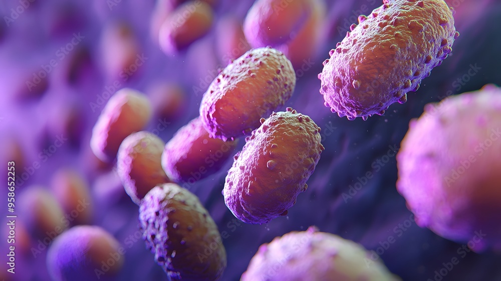 A highly detailed and realistic close-up of this bacteria ...