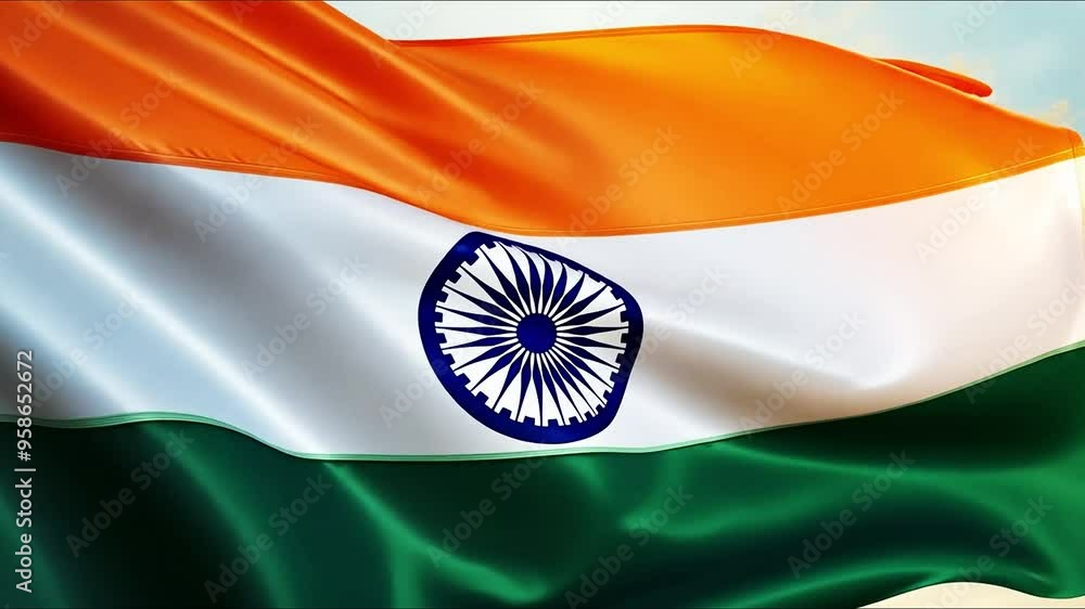 A close-up of the Indian flag showcasing its vibrant saffron, white ...