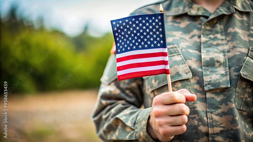 A close up photograph showcasing a soldier s hand holding a small ...